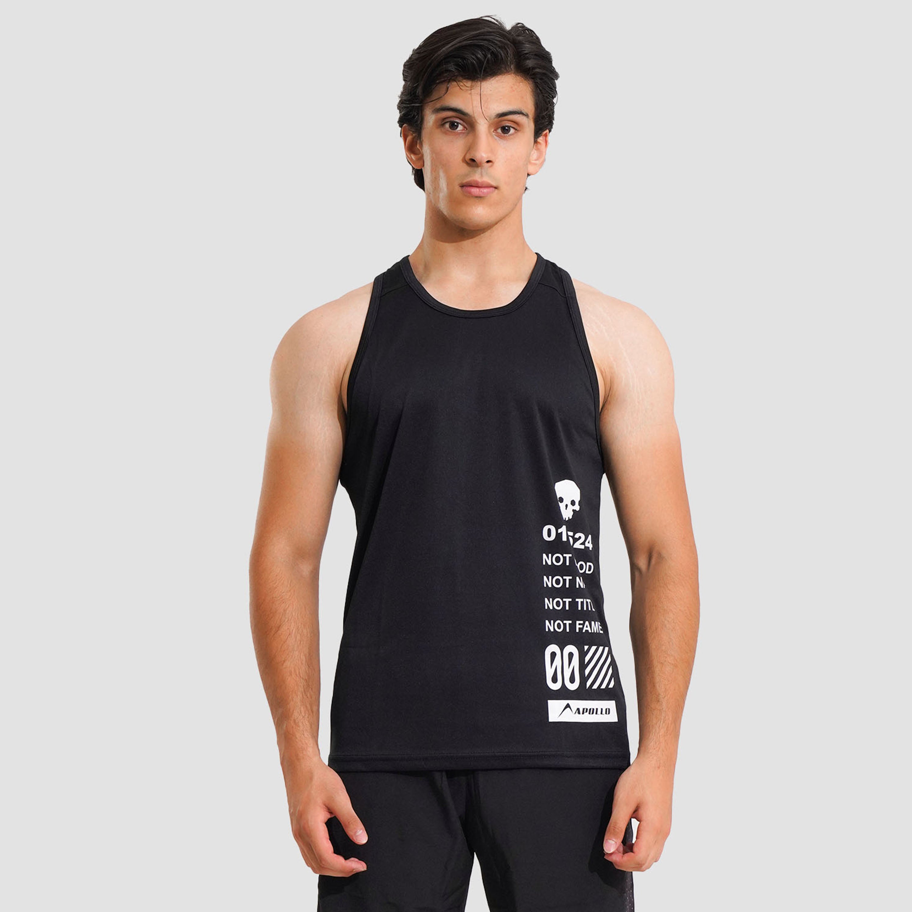 APOLLO Mens Tank Top/Gym Vest - Interlock Polyester - Black 2411 100 0 ...