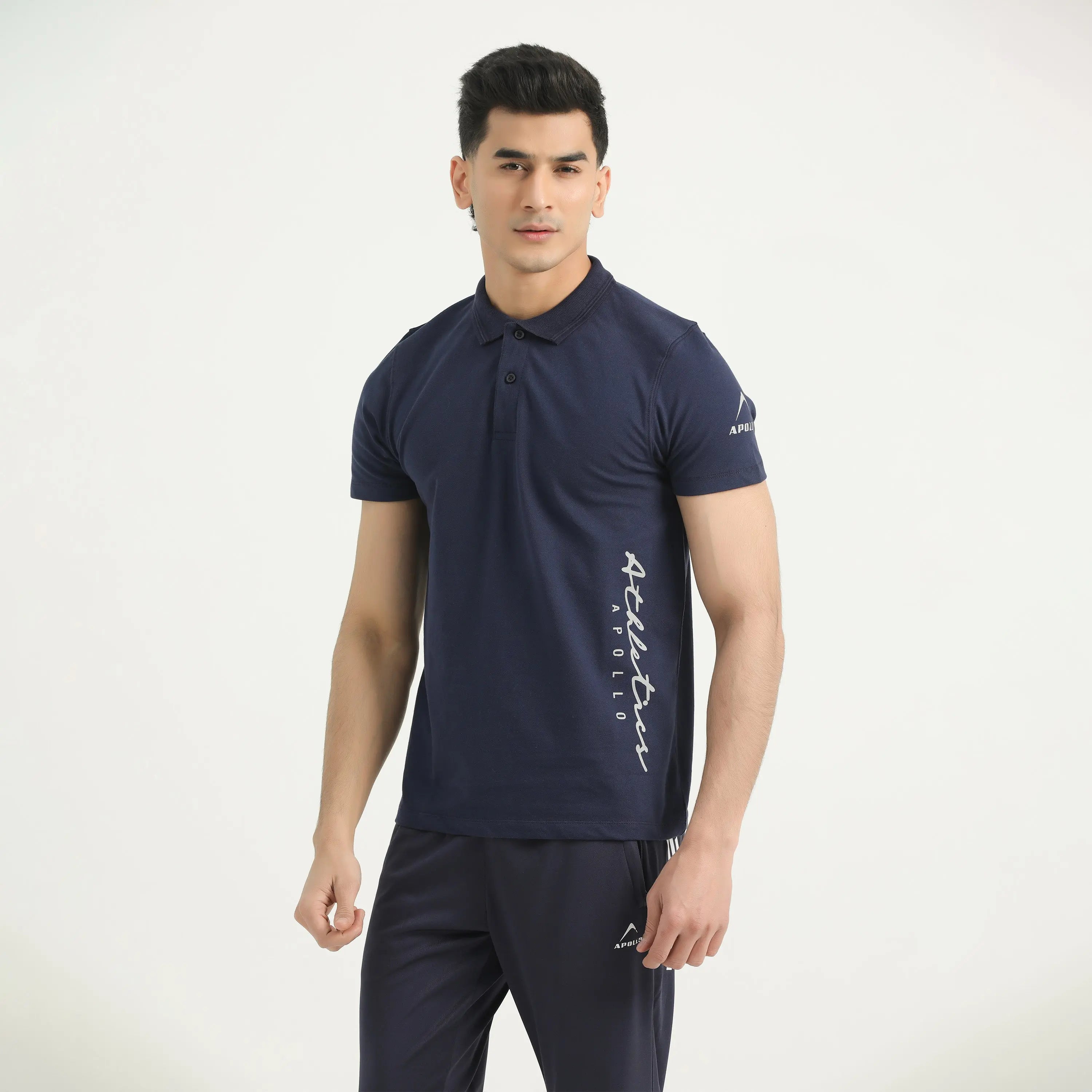 APOLLO Polo Shirt Mens - Cotton Pique Fabric Navy 2411 101 031925 ...