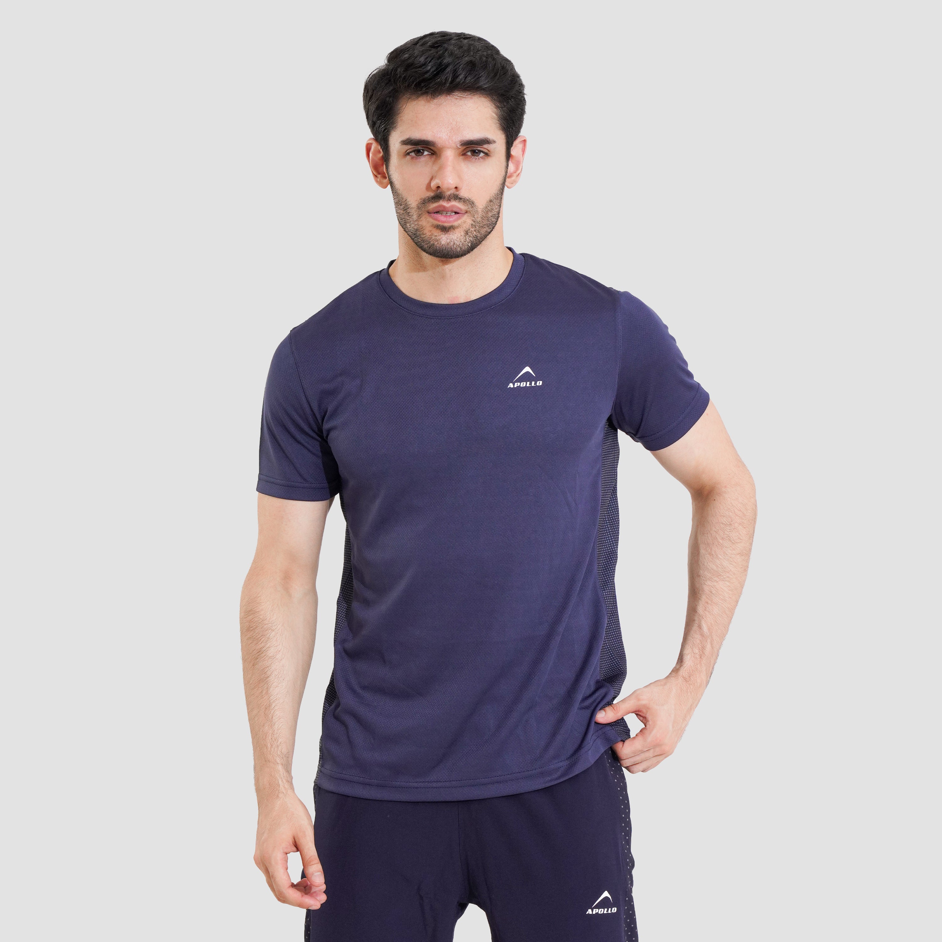 APOLLO Sports T-Shirt Mens - Micro Mesh Polyester - Navy 2411 100 0203 ...