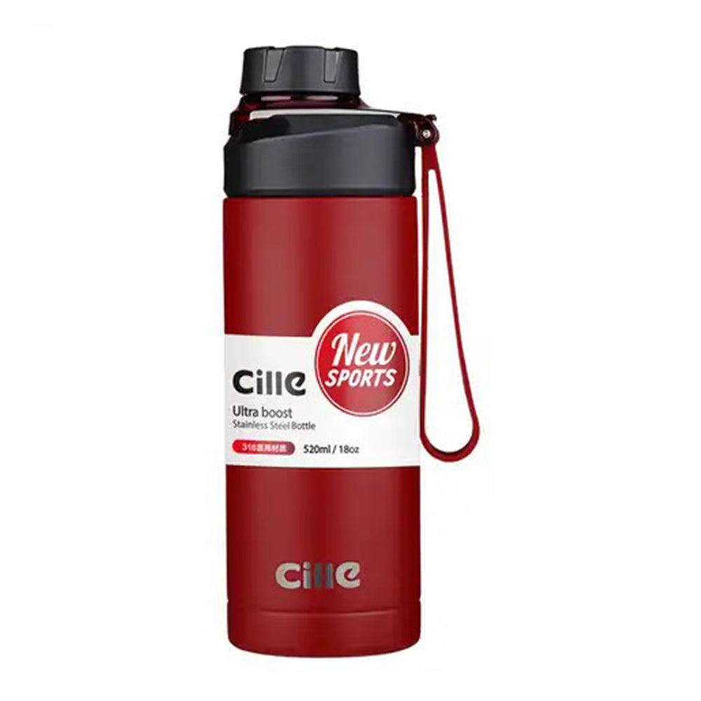 CILLE Vaccum Steel Water Bottle - Hot & Cold Thermos 520ml Red XB-1912 – Apollo Sports