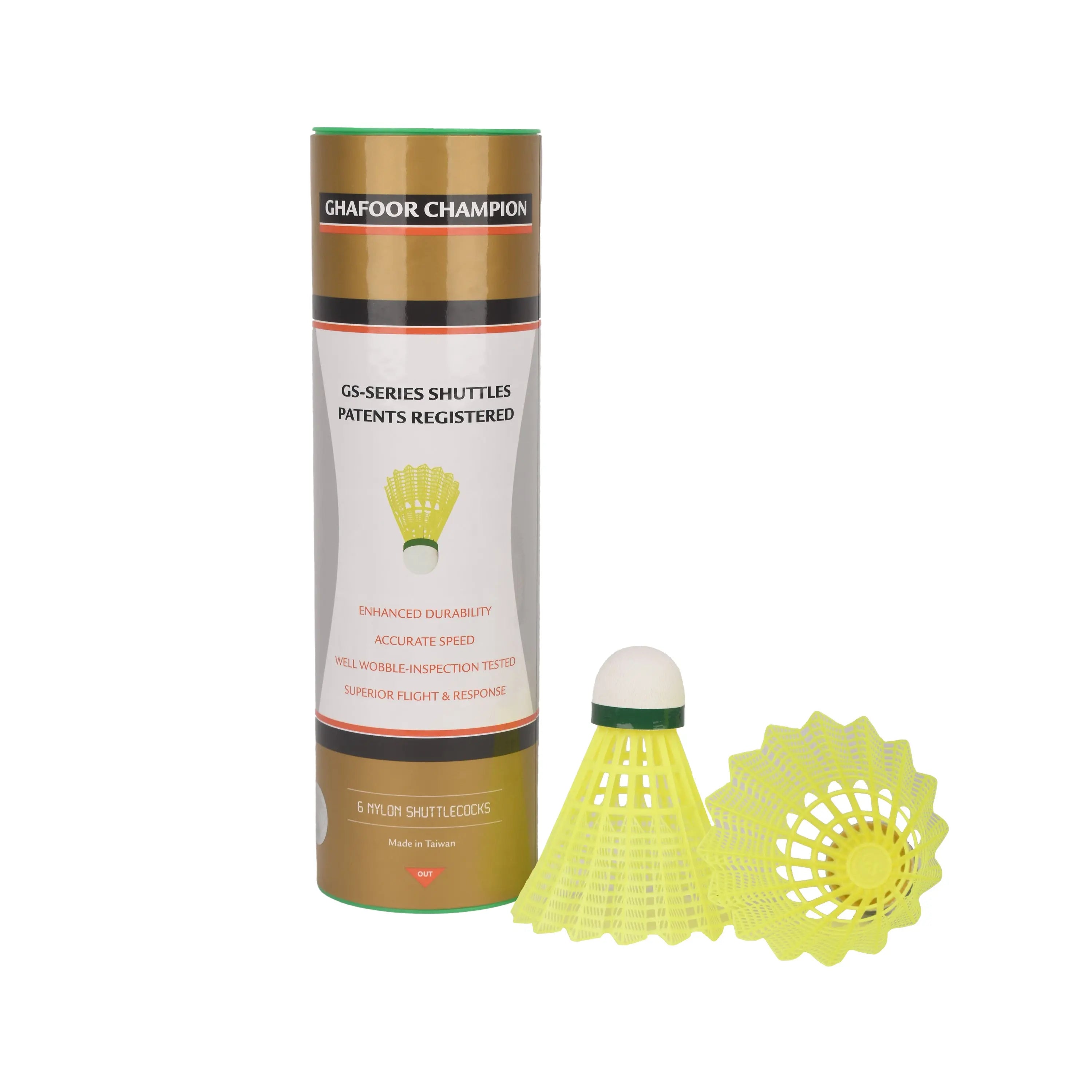 GS Badminton Shuttlecock - Champion Nylon 6 PC/BOX Yellow – Apollo Sports