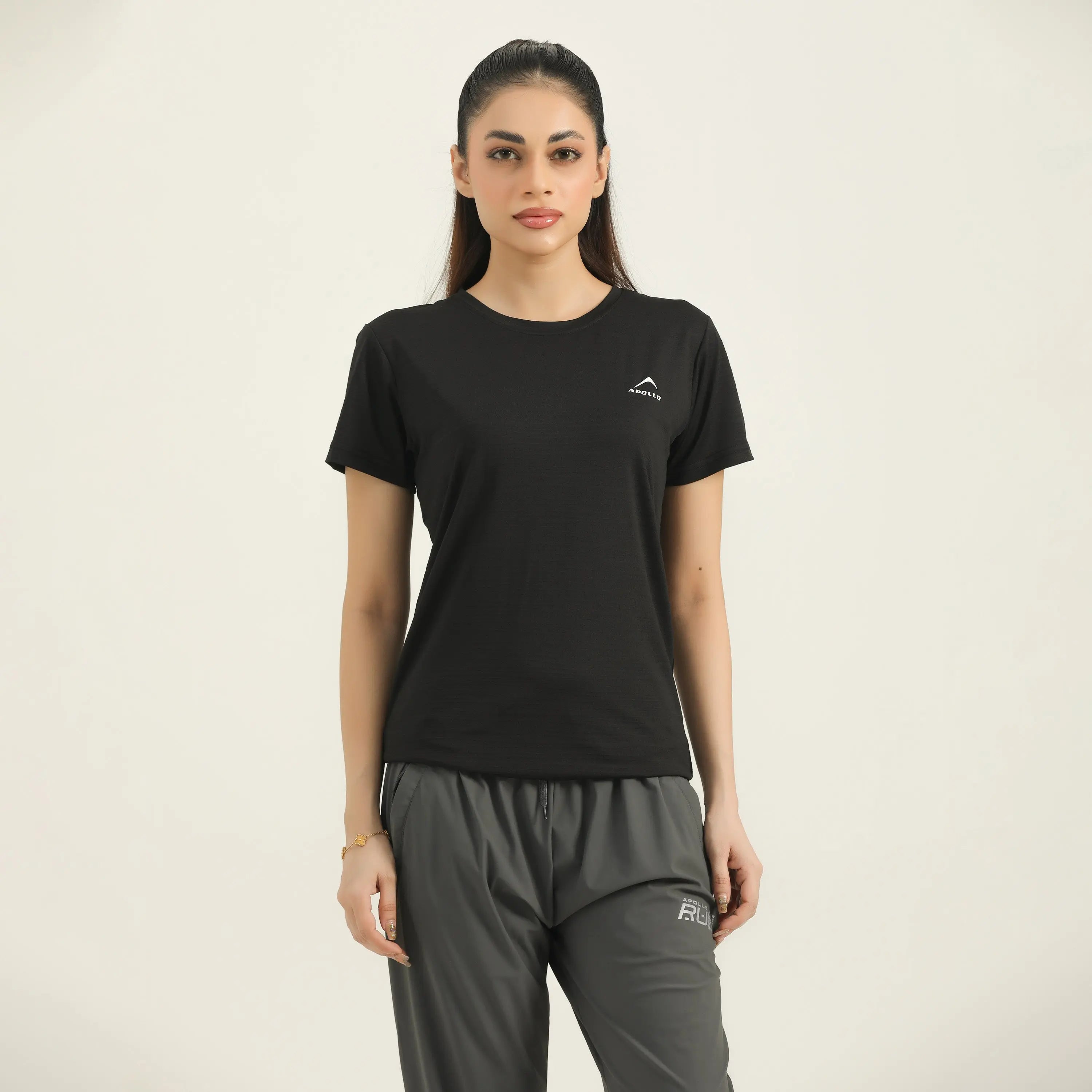 APOLLO Sports T-Shirt Women's - Dri-Fit Polyester 2512 101 020607 Blac ...